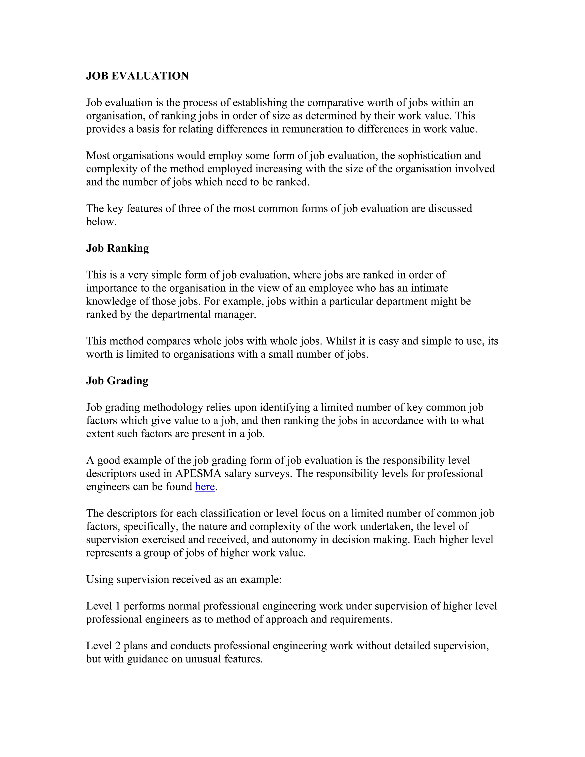 Job evaluation hay vs mercer | DOC