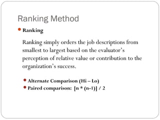 Job evaluation methods | PPT