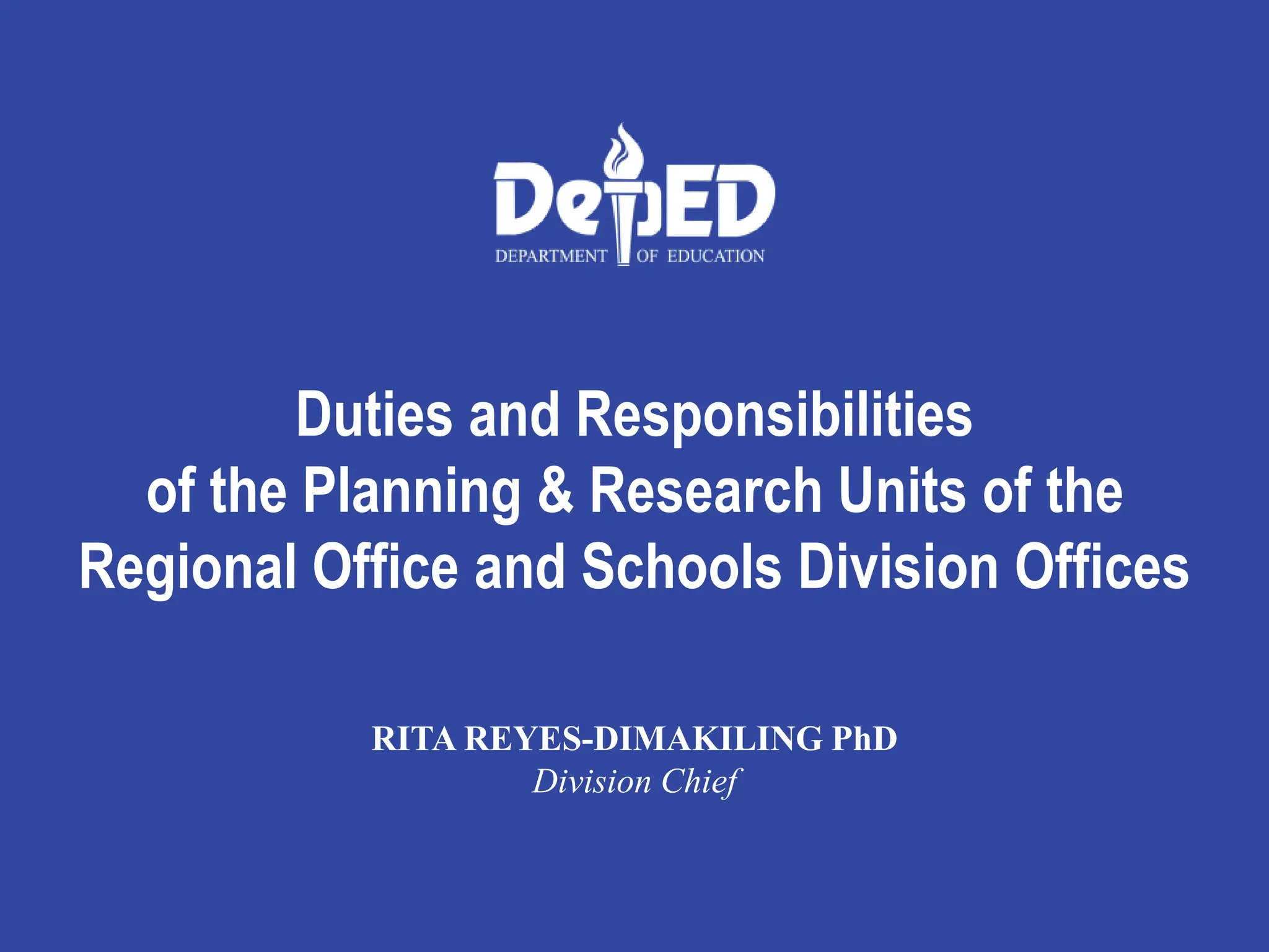 Duties and Responsibilities of the Planning & Research Units of the ...
