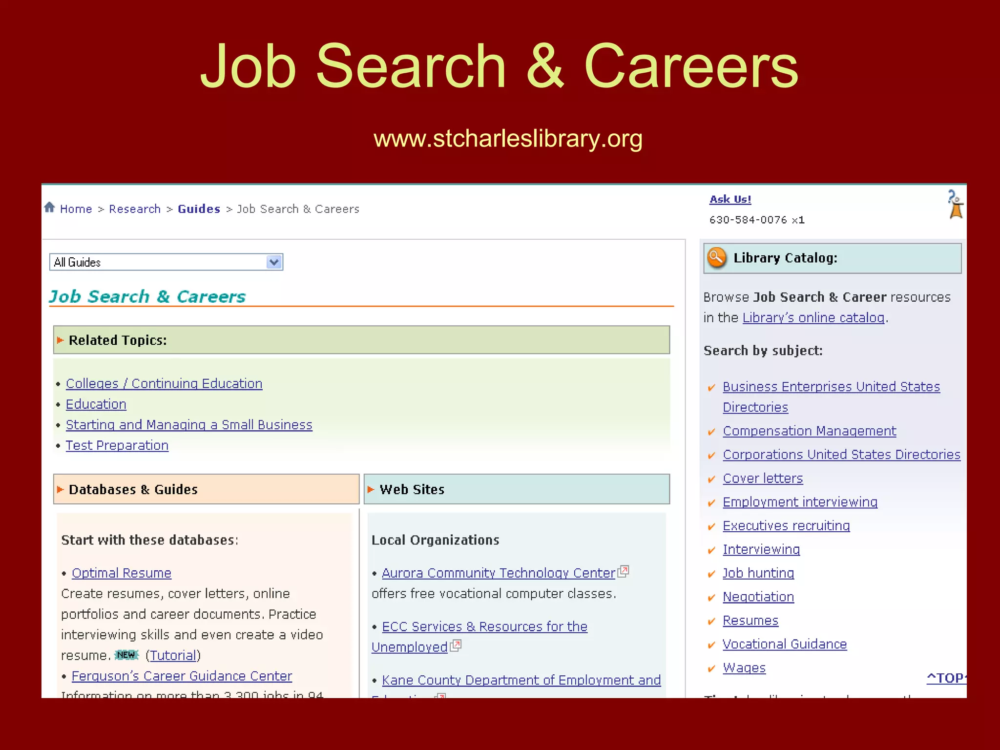 Job hunting online library sources | PPT
