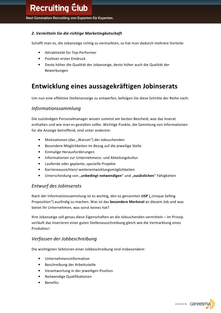 Jobinserate - Richtiges Posten