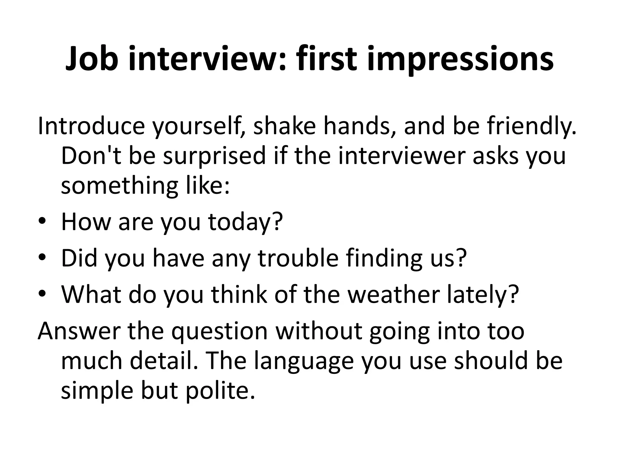 Job Interview Lesson for ESL | PPSX