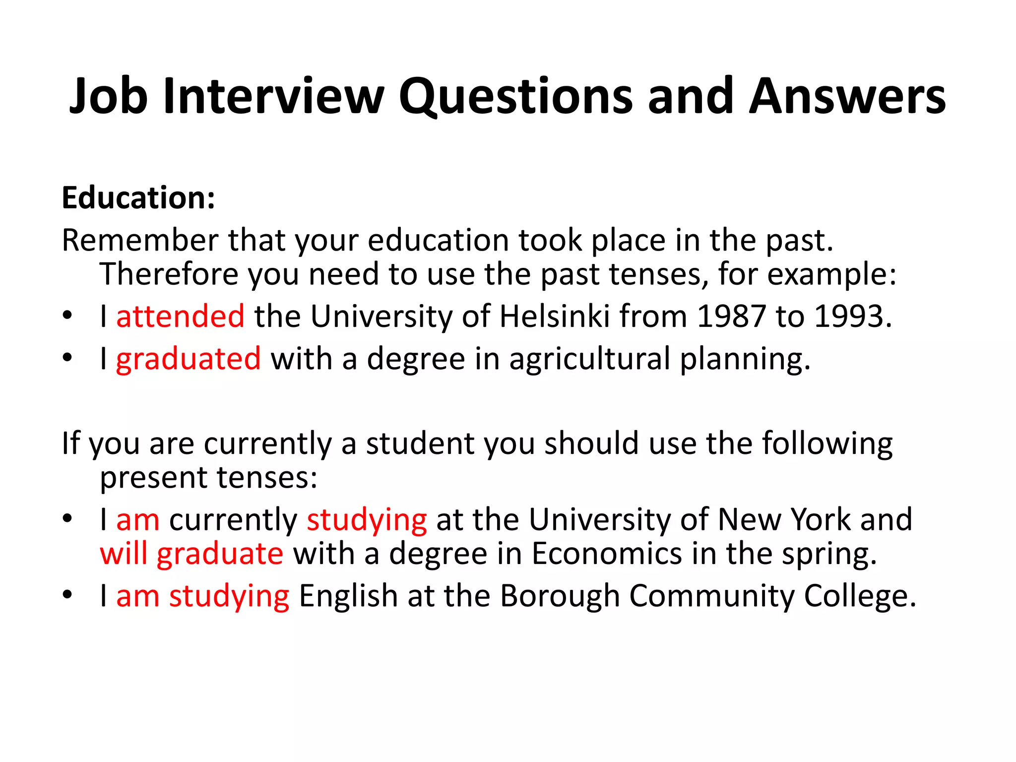 Job Interview Lesson for ESL | PPSX