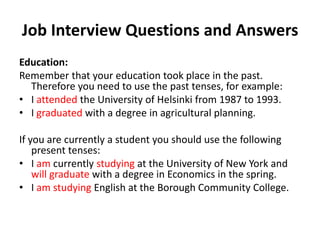 Job Interview Lesson for ESL | PPSX