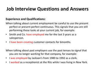 Job Interview Lesson for ESL | PPSX