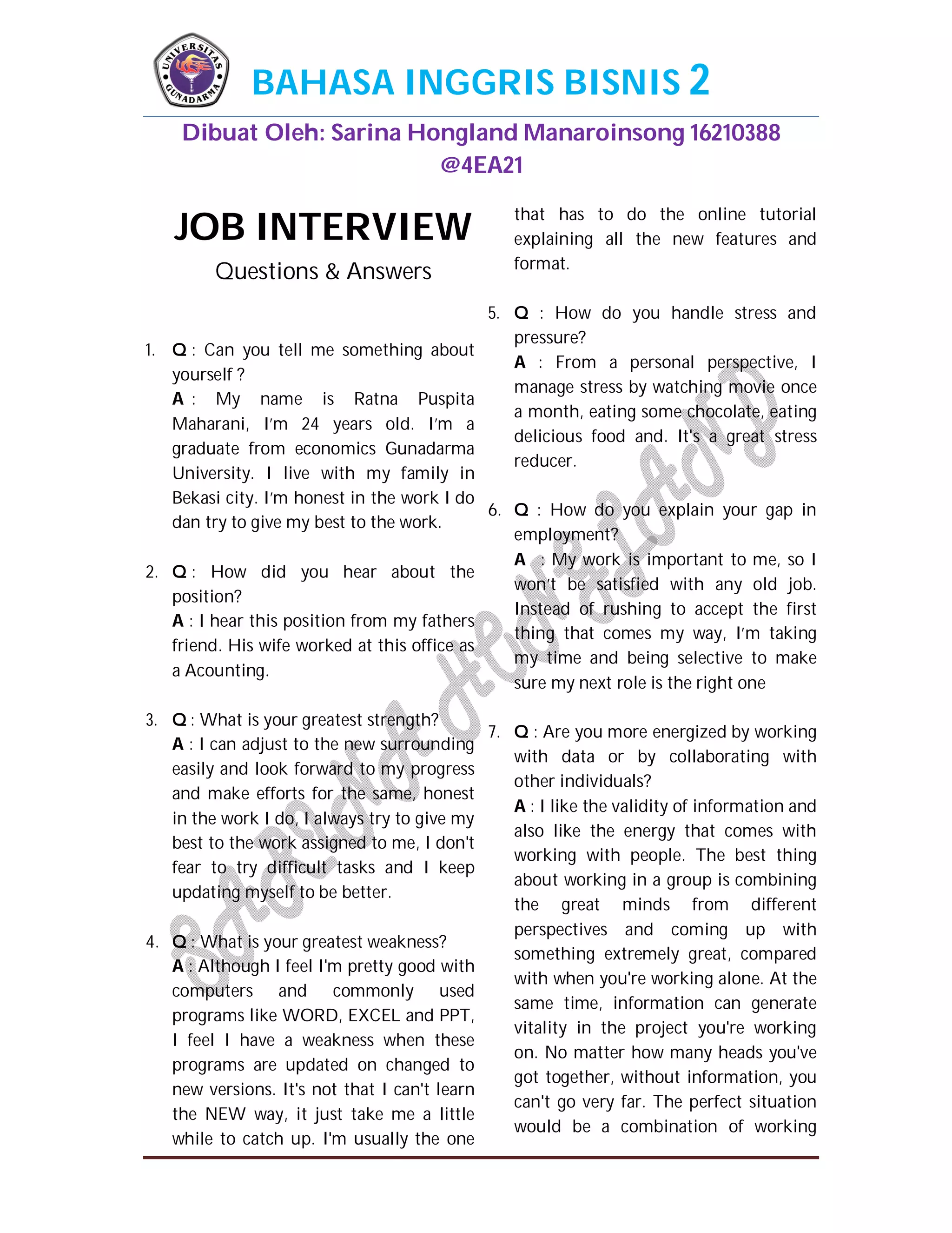 Job interview | PDF