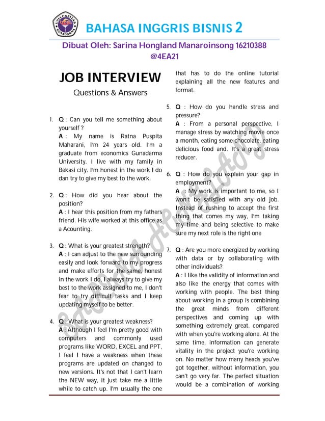 Job interview | PDF