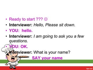 ROLE PLAY : A Job Interview | PPT