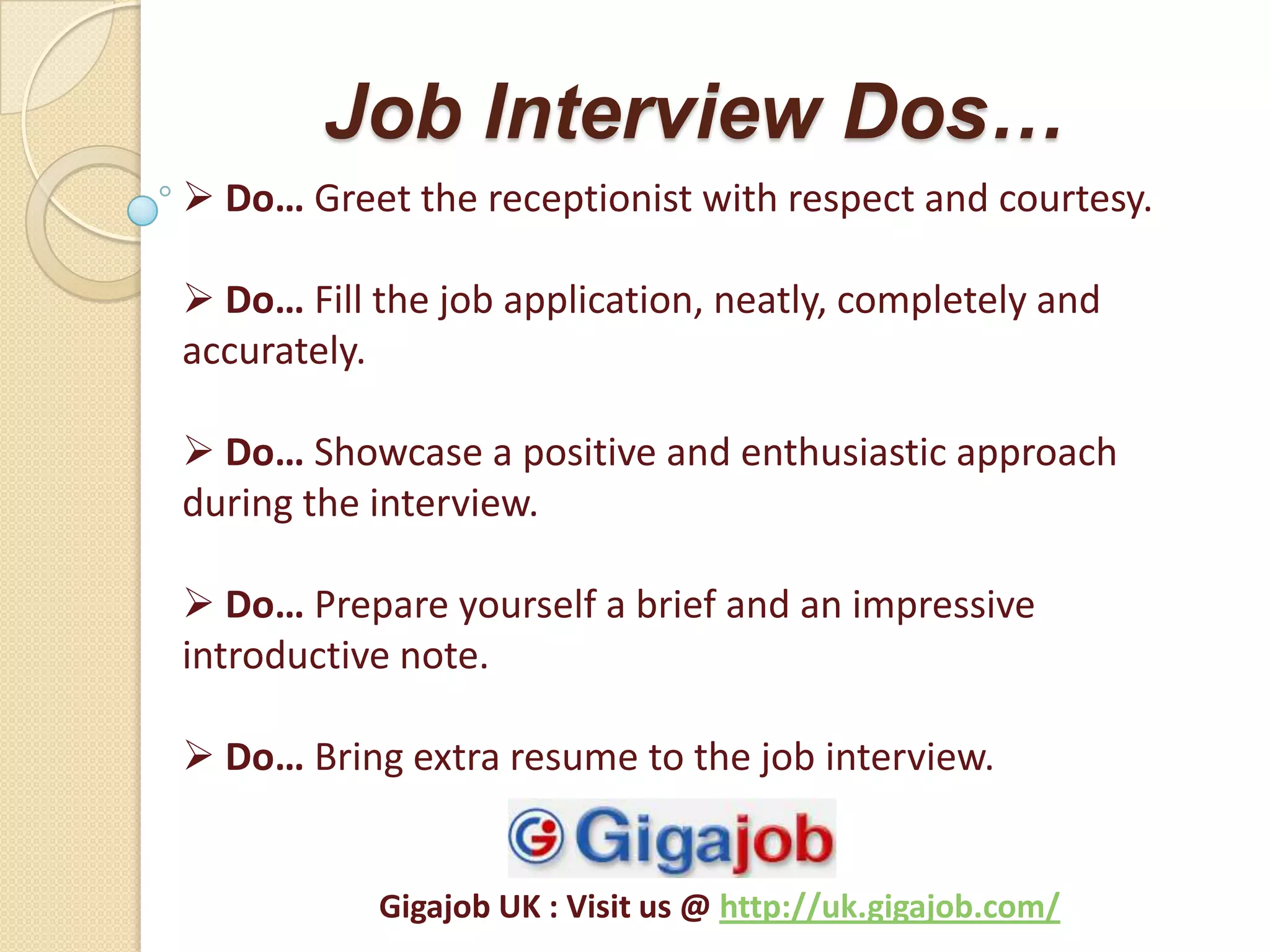 Job interview dos and donts | PPTX
