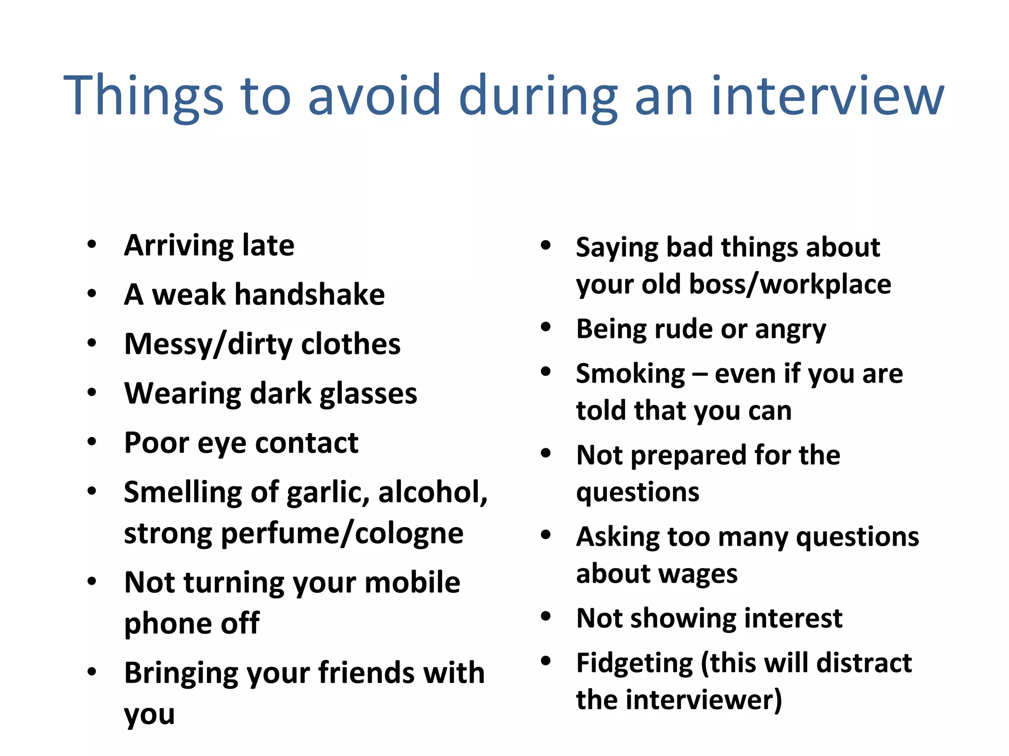Job interview information | PPT