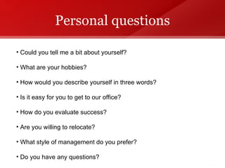Job interview questions | PPT
