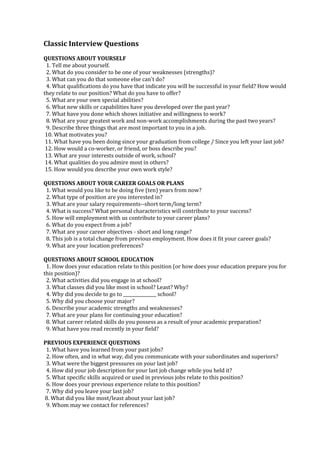 Job interview questions | DOCX