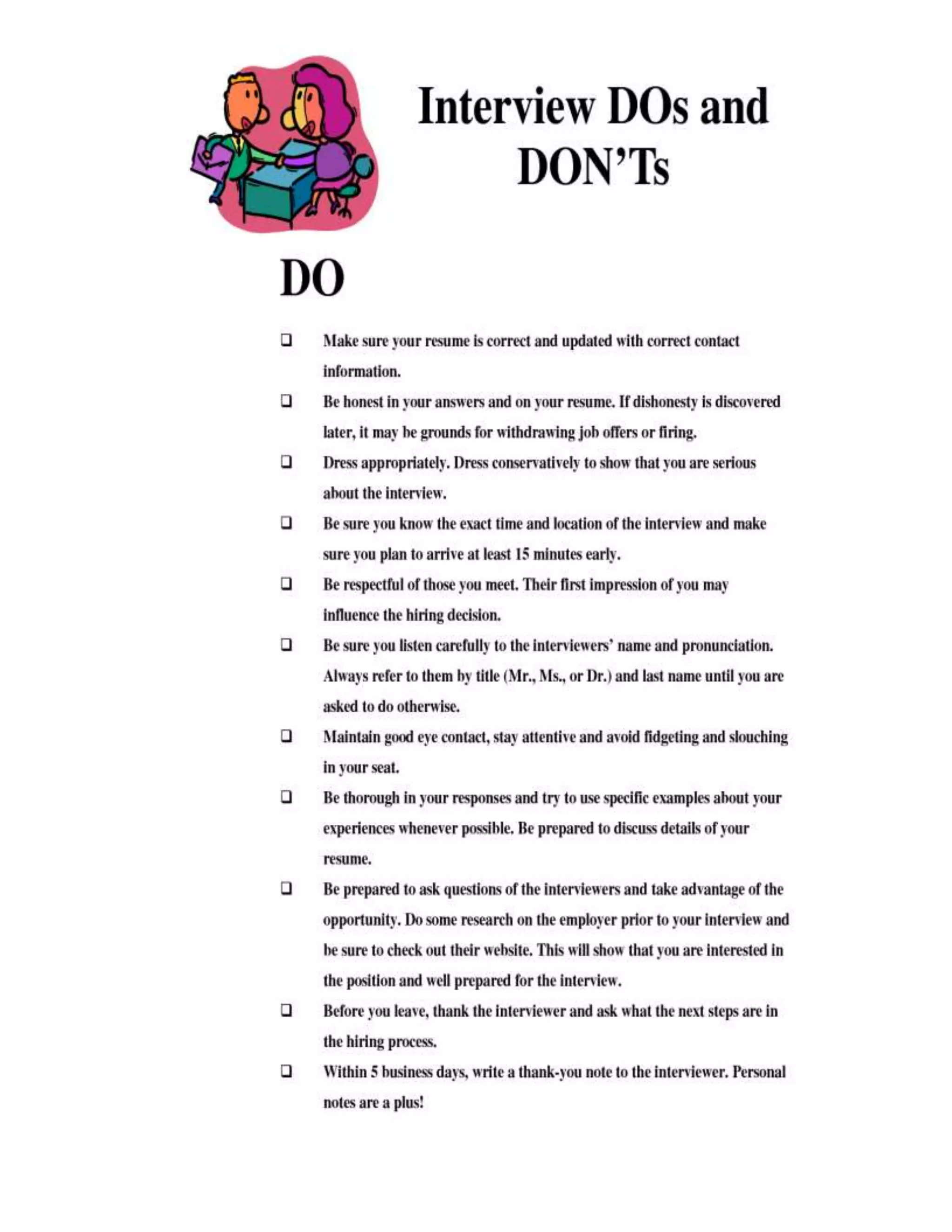 Job interview questions worksheet | DOC