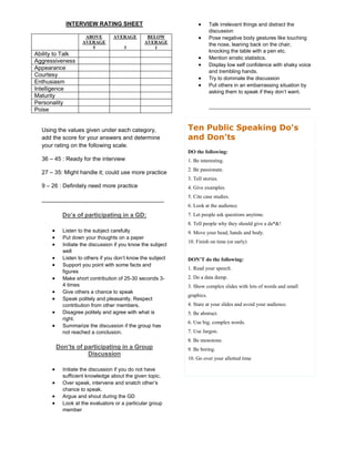 Job interview questions worksheet | DOC