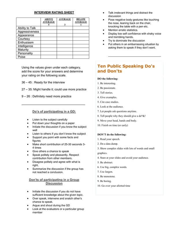 Job interview questions worksheet | PDF