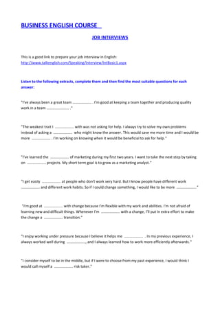 Job interviews alumnes | DOC