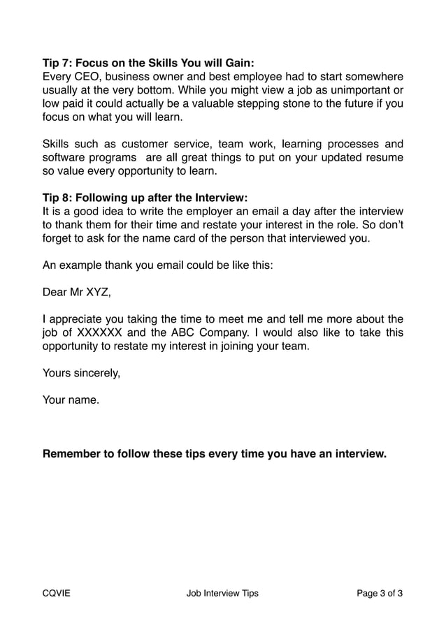 Job interview tips for school and college leavers | PDF