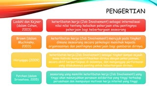Integrasi dan Pemeliharaan Sumber Daya Manusia - Job involvement | PPT