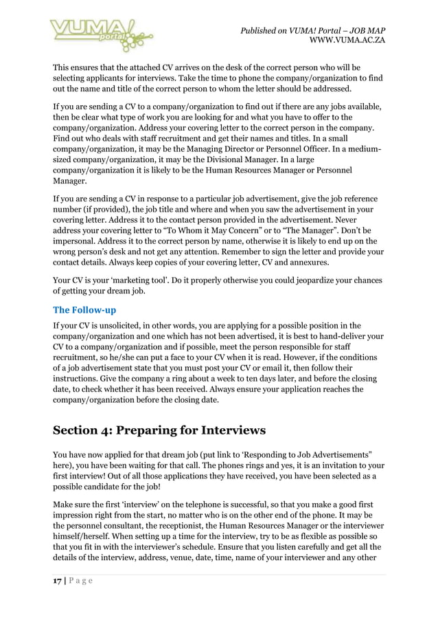 VUMA! Portal Job Map | PDF