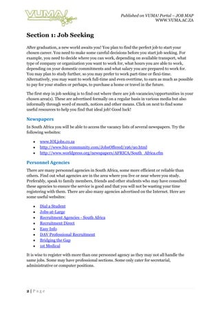 VUMA! Portal Job Map | PDF