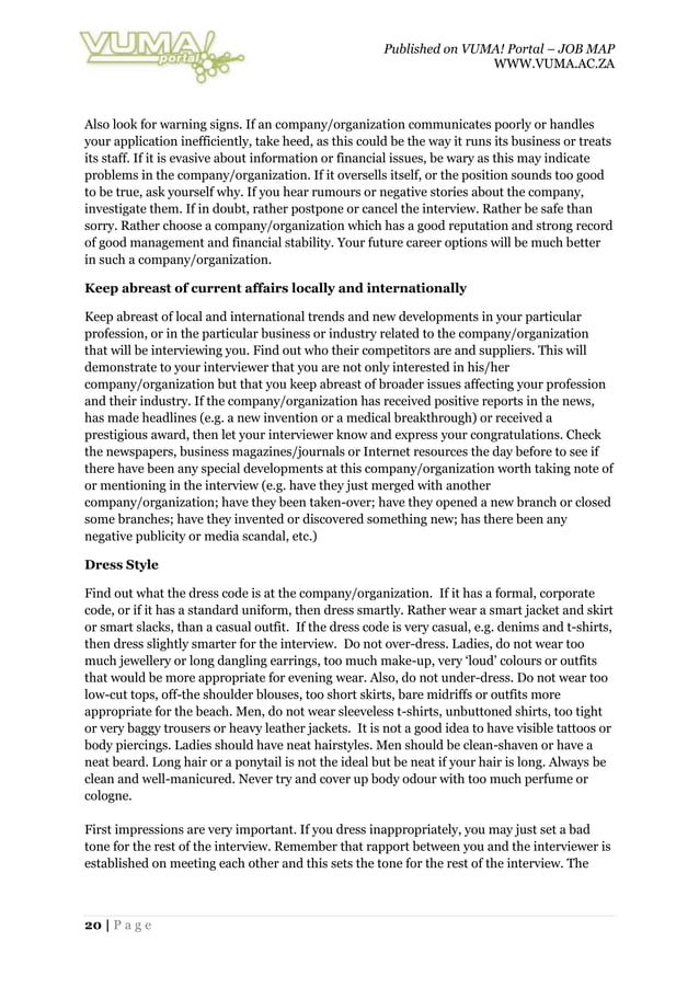 VUMA! Portal Job Map | PDF