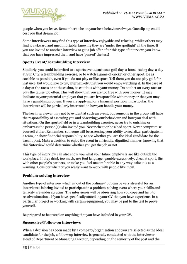 VUMA! Portal Job Map | PDF