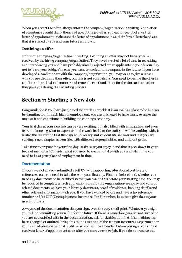 VUMA! Portal Job Map | PDF
