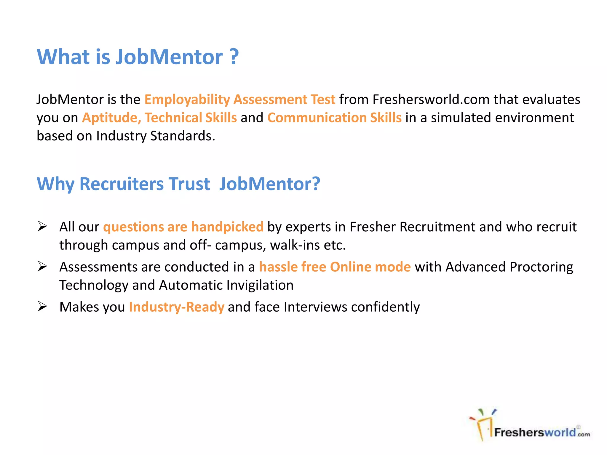 Job mentor presentation | PPTX