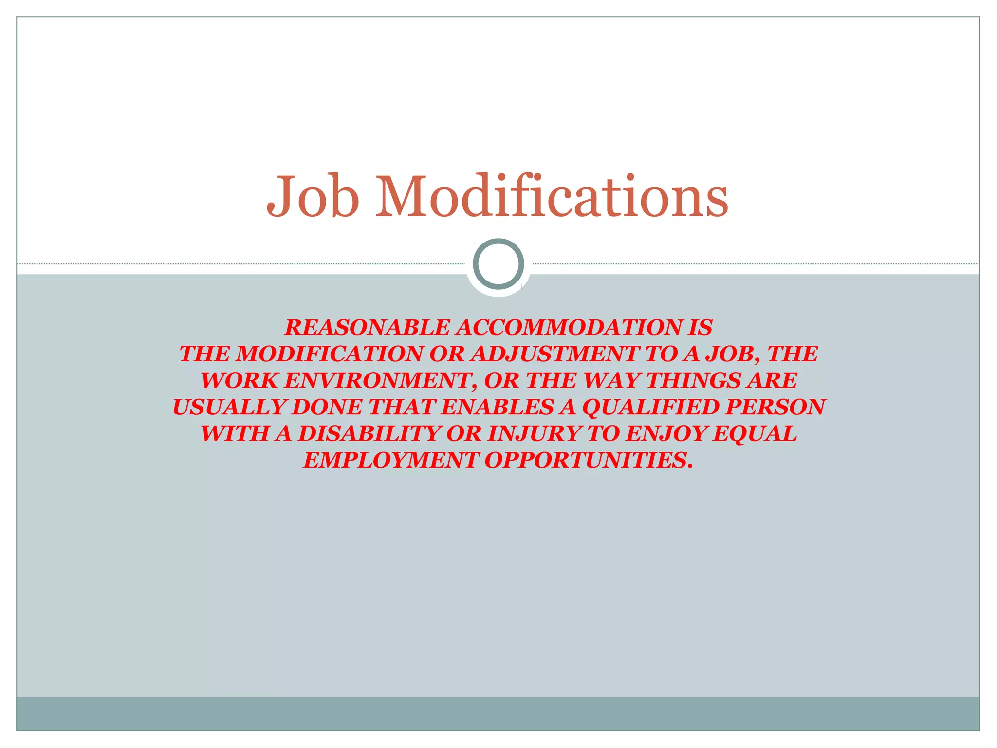 Job modifications community physiotherapy | PPT
