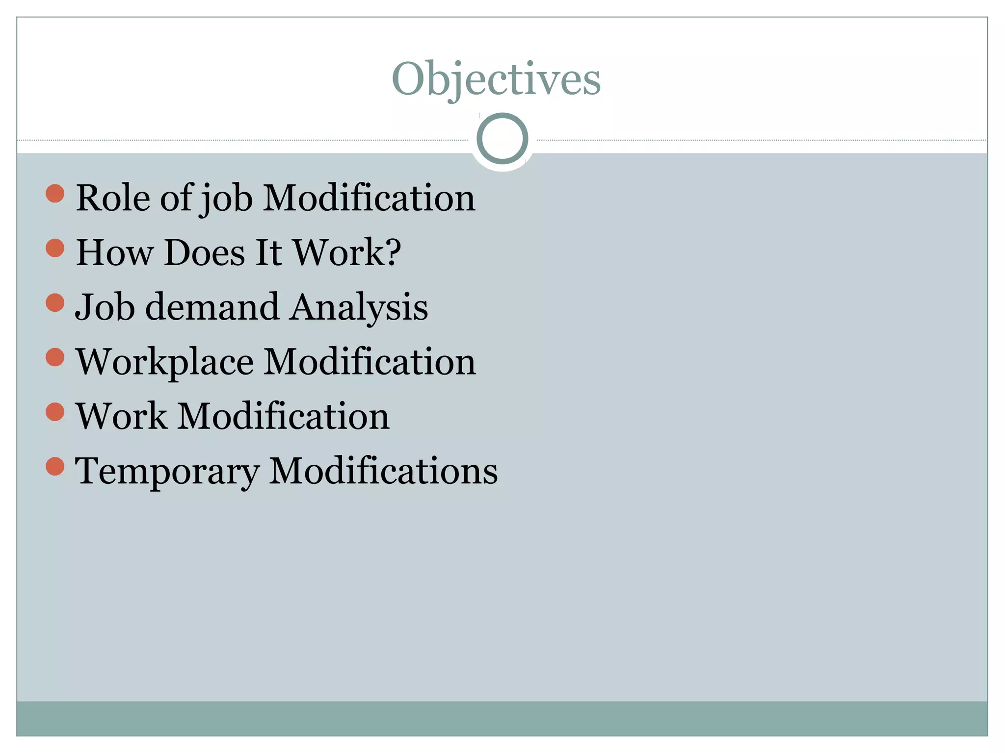 Job modifications community physiotherapy | PPT