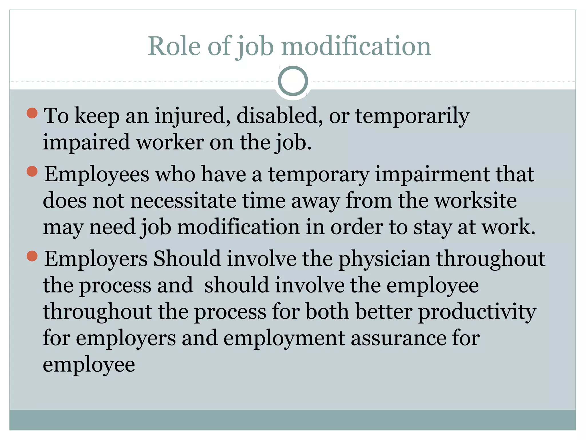 Job modifications community physiotherapy | PPT