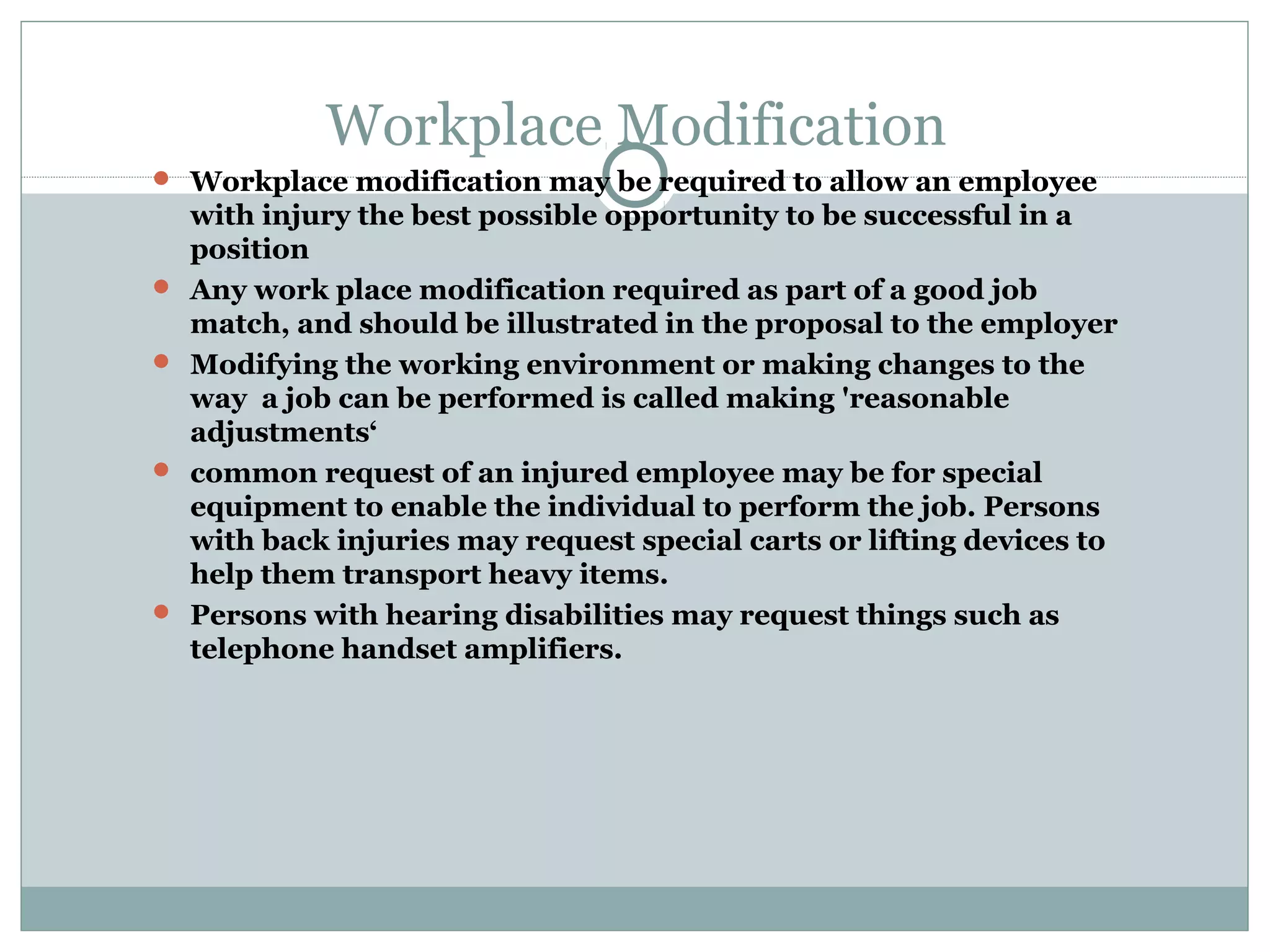 Job modifications community physiotherapy | PPT