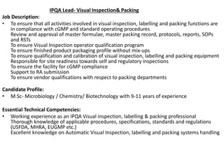 Job openings at sterile manufacturing palnt | PPTX