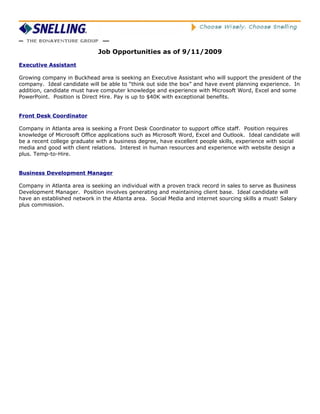 Current Job Openings | DOC