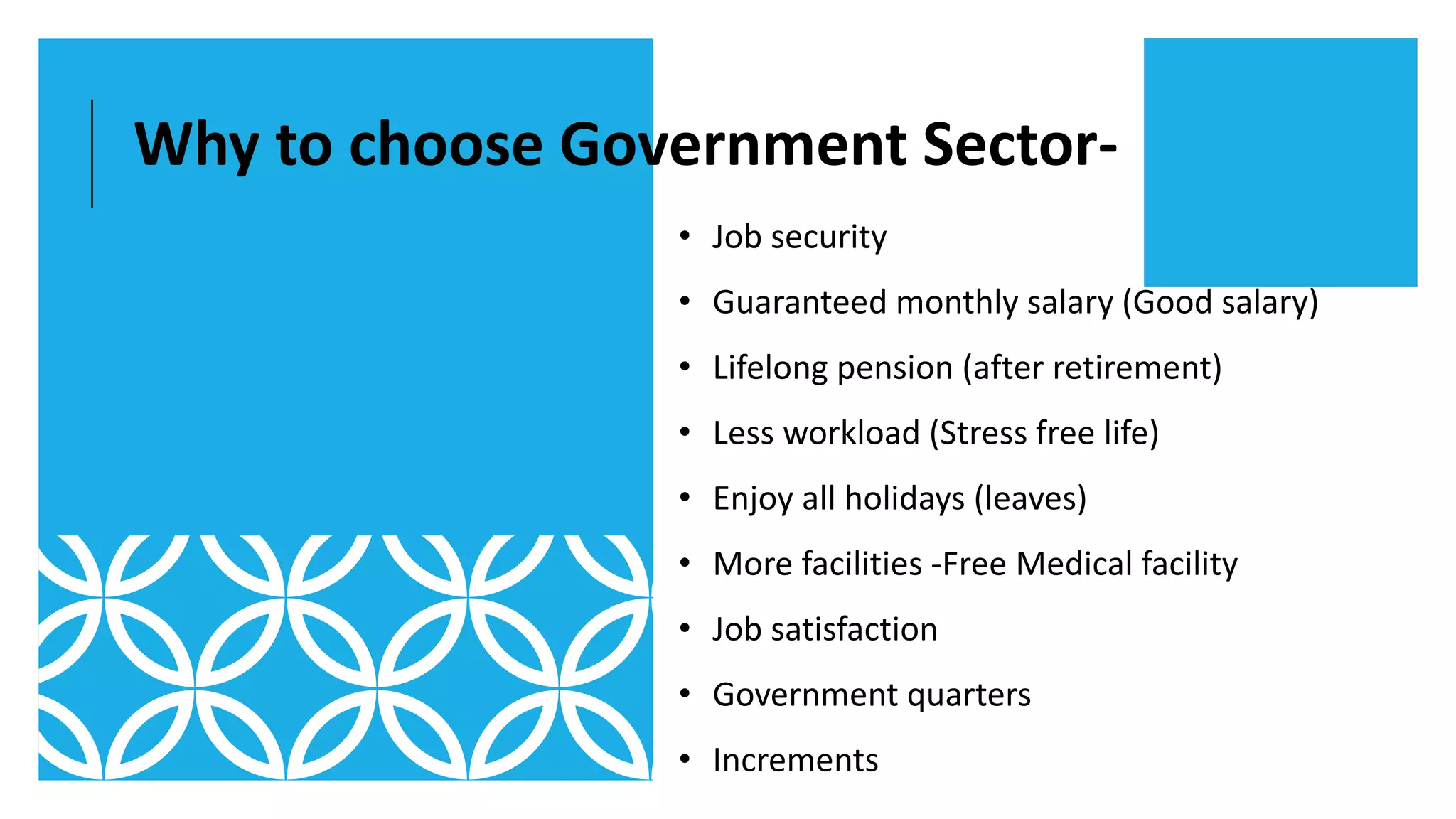 Job opportunities in government sectors. | PPTX