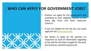 Job opportunities in govt sectors | PPTX
