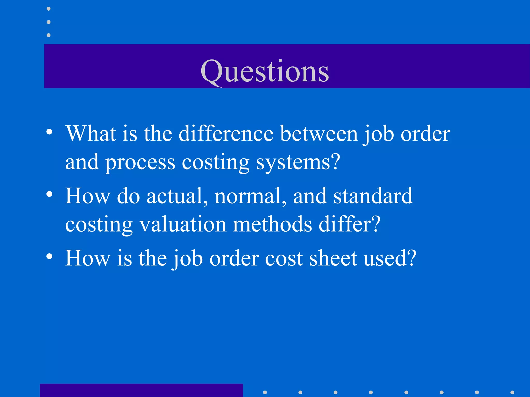 Job order costing | PPT