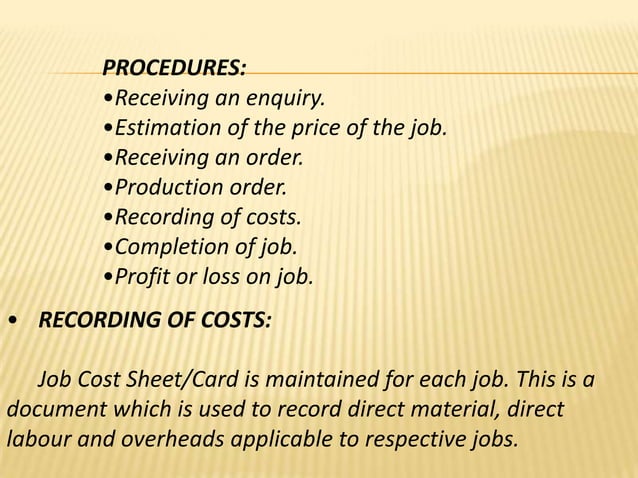 Job order cost system | PPT