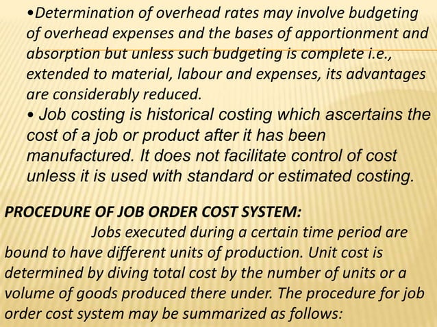 Job order cost system | PPT