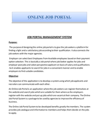 Job portal project documentary | DOCX