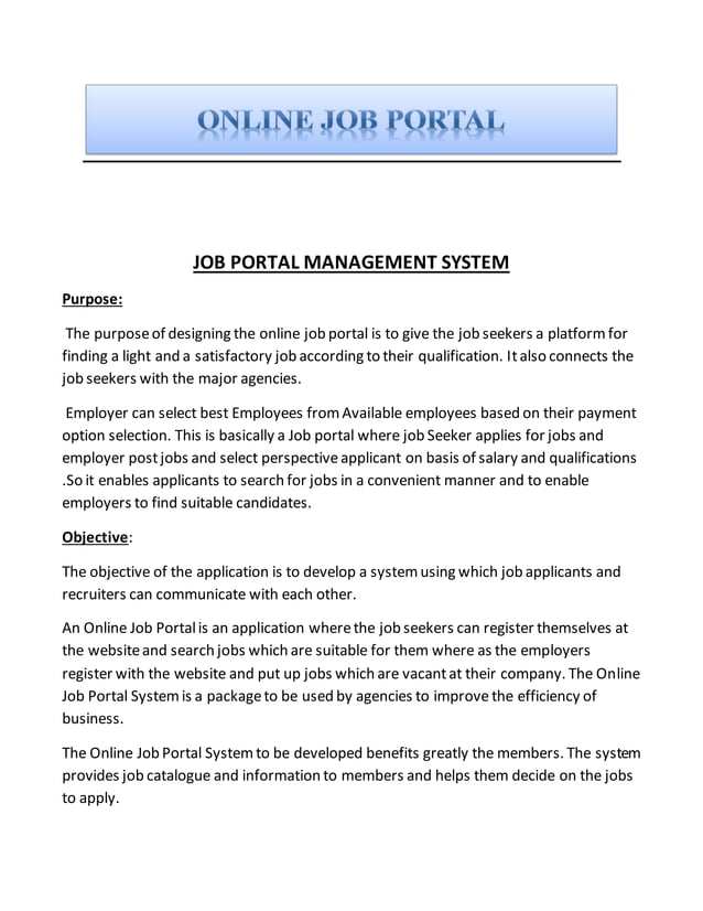 Job portal project documentary | DOCX