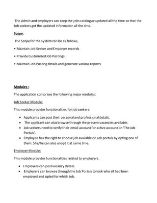 Job portal project documentary | DOCX