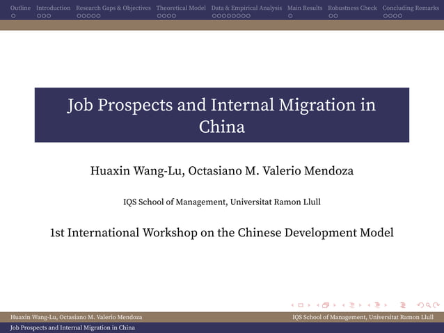Job Prospects and Internal Migration in China | PPT