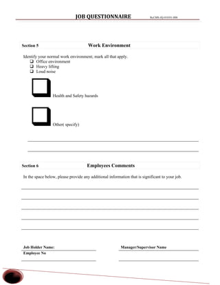 Job questionnaire | DOC