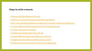 Job readiness and resume tips ppt | PPT