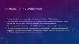 Job Ready MSIC and ASIC Cards | PDF