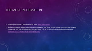 Job Ready MSIC and ASIC Cards | PDF