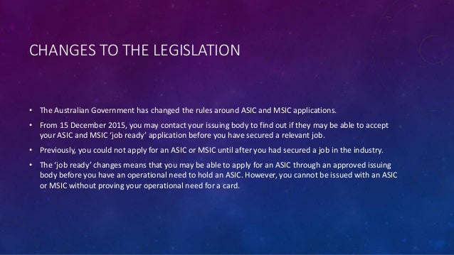 Job Ready MSIC and ASIC Cards