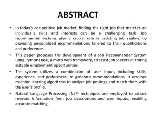 JOB RECOMMENDER SYSTEM BASED ON SKILLS_FULL PPT -.pptx