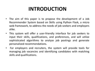 JOB RECOMMENDER SYSTEM BASED ON SKILLS_FULL PPT -.pptx